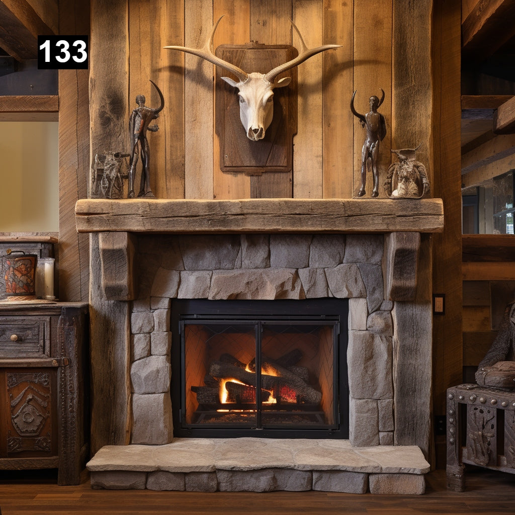 Gorgeous Reclaimed Wood Beam Fireplace Mantel with Wooden Corbels #133 ...