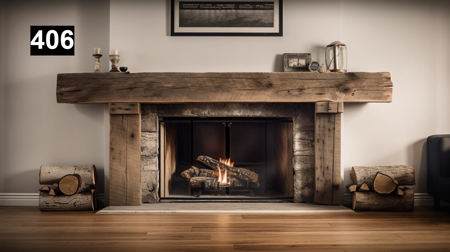 Regal looking Reclaimed Wood Beam Fireplace Mantel with Legs #406 ...
